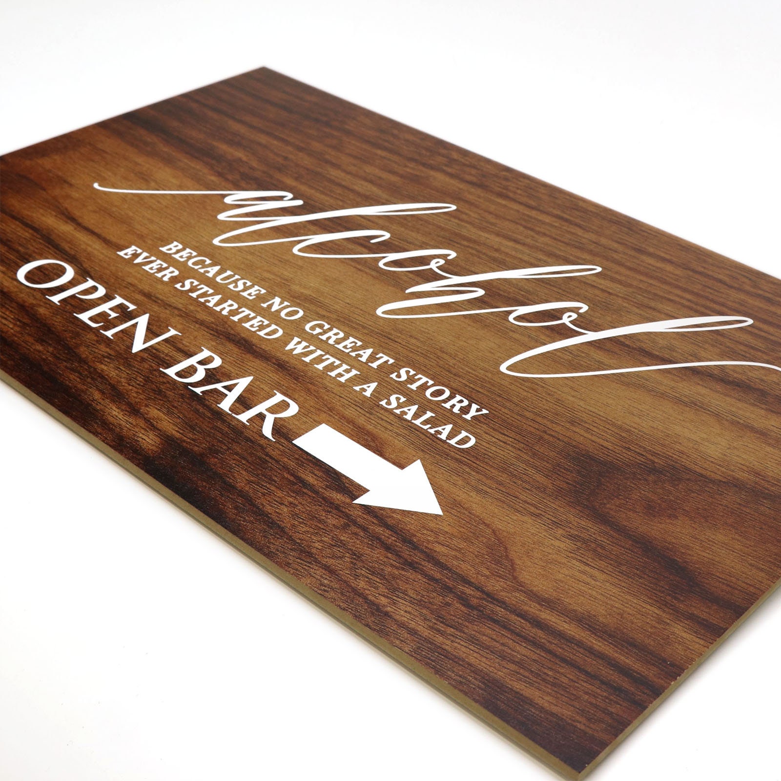 Wedding Bar Sign 6mm Thick Wooden Sign. Open Bar This Way Sign. Wedding ...
