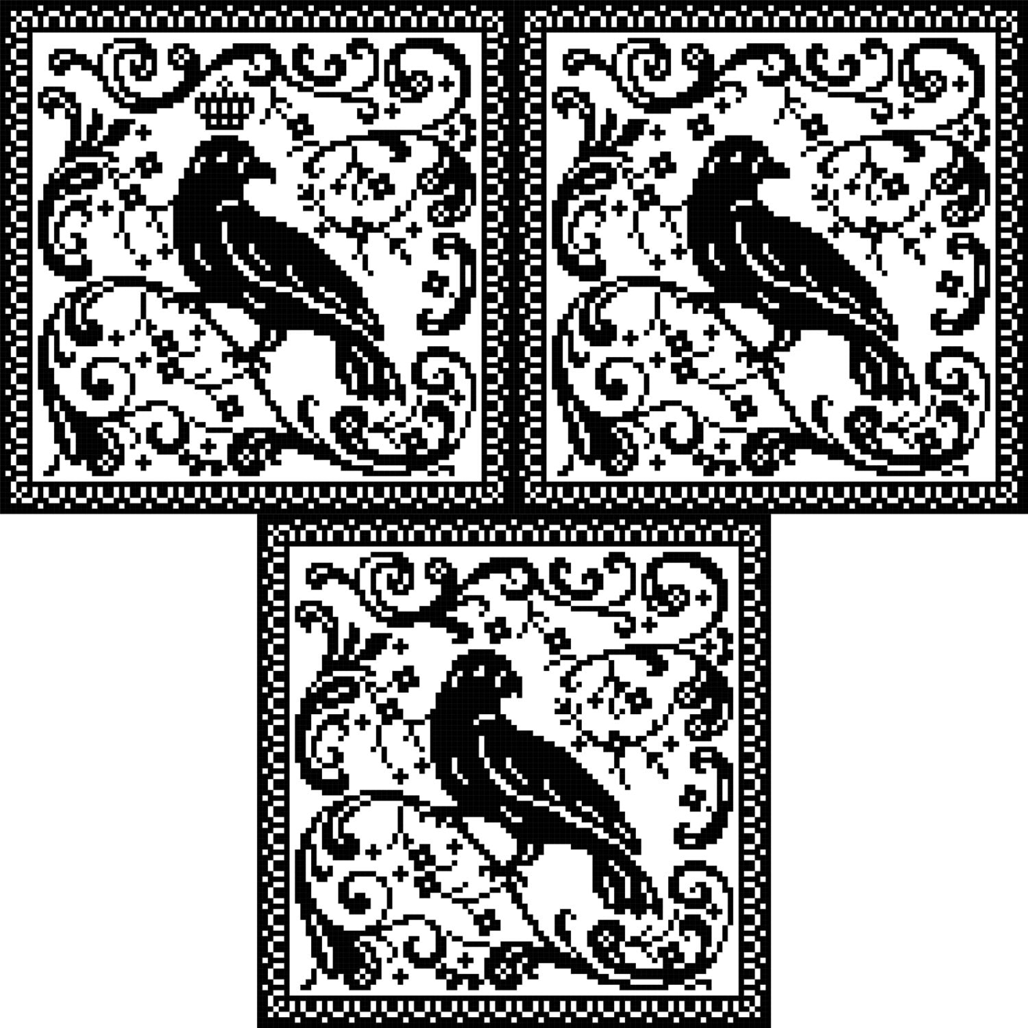 Filigree Birds: Three Beautiful Squares in Filet Crochet - Etsy