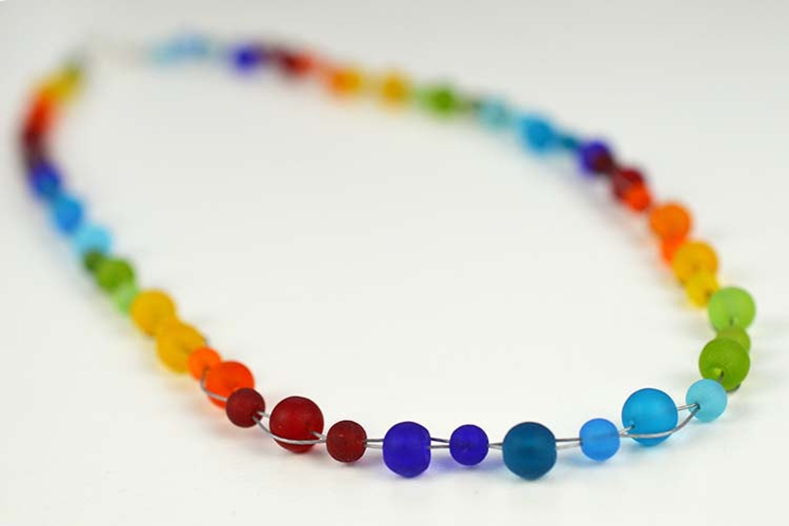 Rainbow Sea Glass Necklace Rainbow Necklace Rainbow Jewelry - Etsy