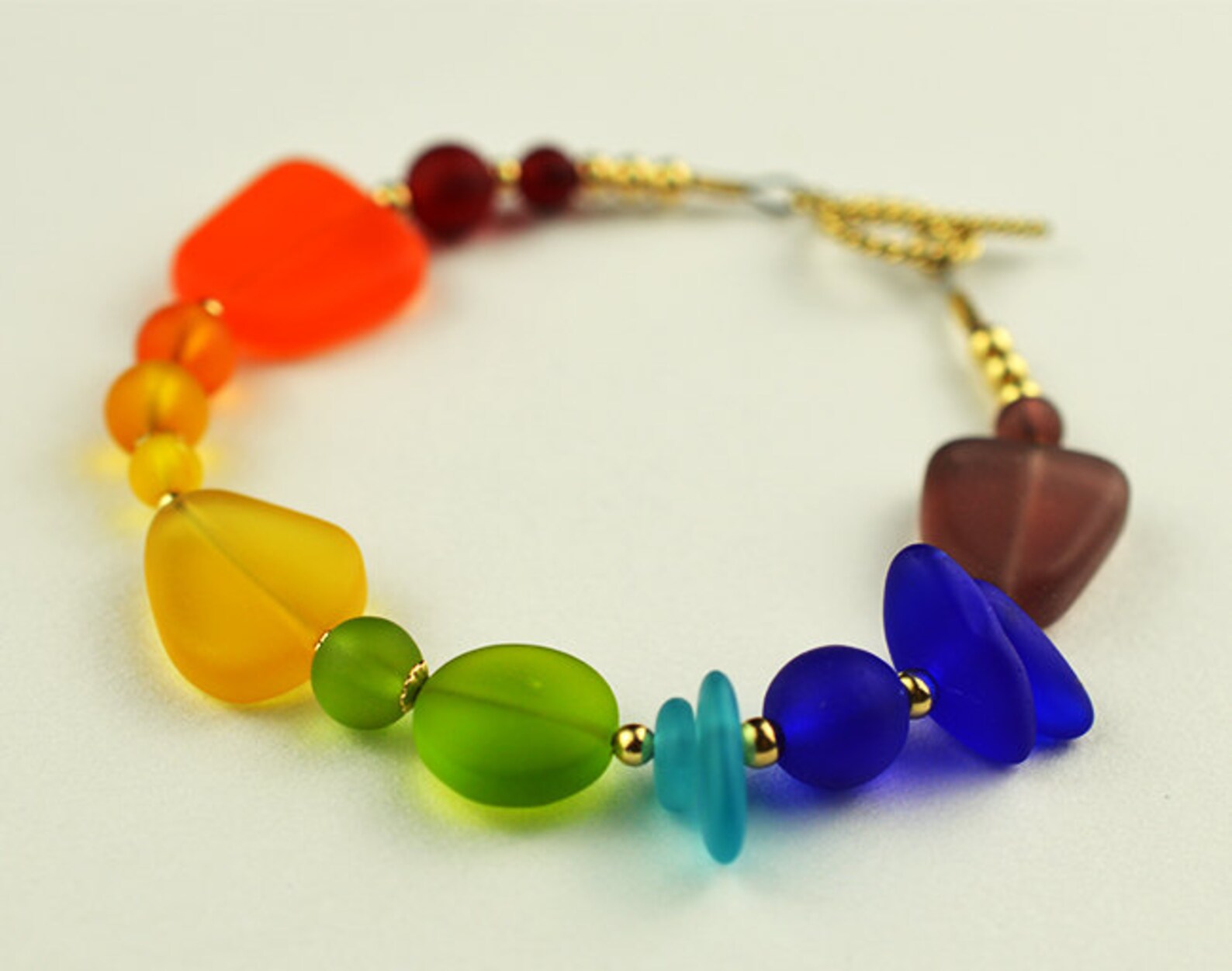 Gold Filled Rainbow Bracelet Sea Glass Bracelet Colorful - Etsy