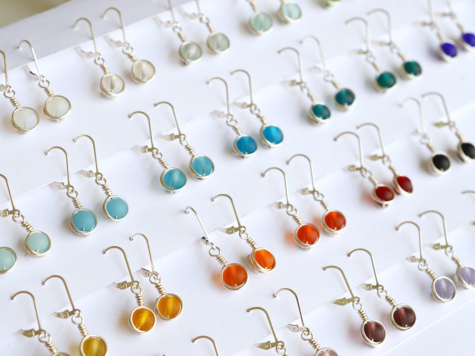Small Dangle Earrings: Sea Glass Jewelry, Tiny Lever Back Earrings ...