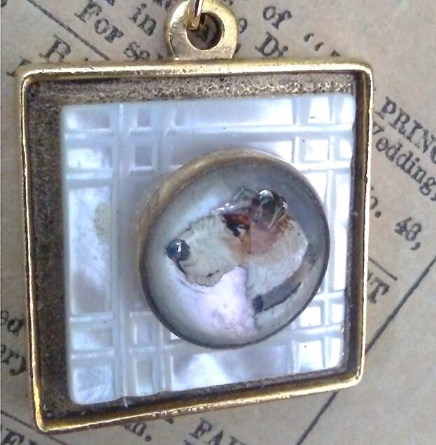 Wire Fox Terrier Vintage Intaglio Charm Necklace Upcycled/repurposed ...