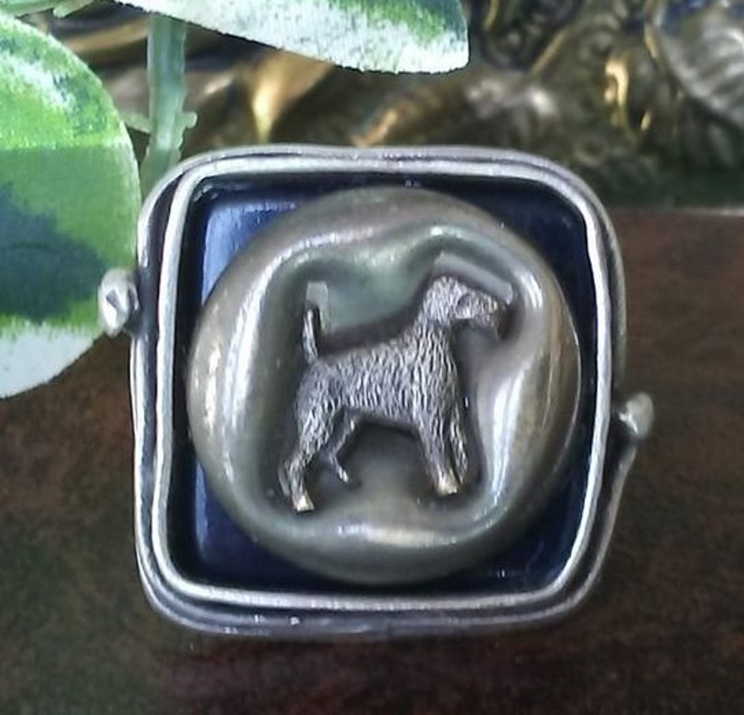 Terrier Vintage Dog Button "statement" Ring - Upcycled/repurposed ...