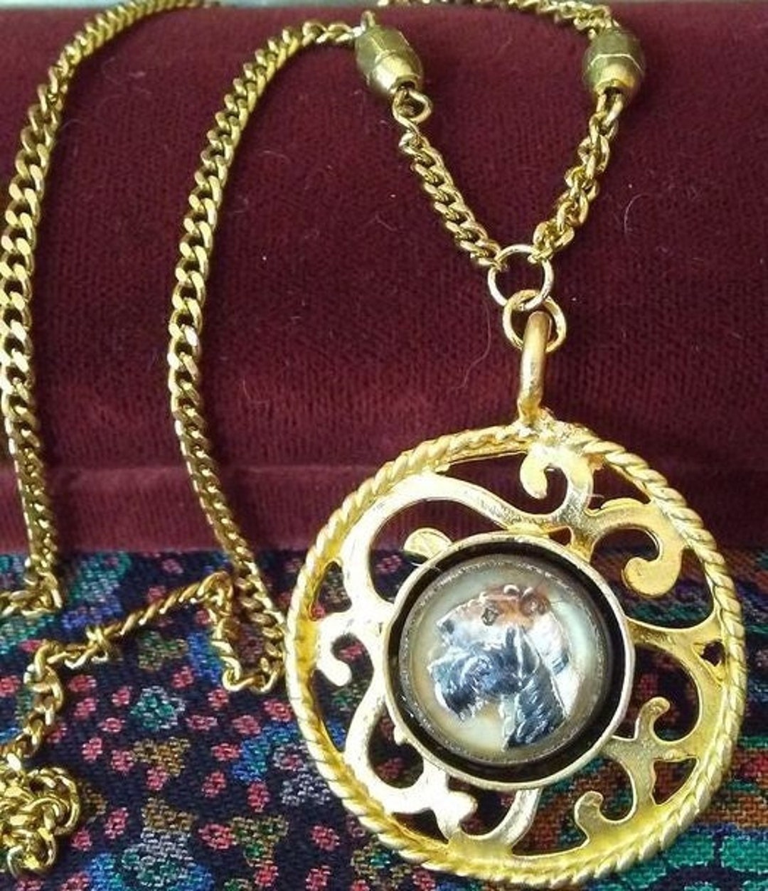 Scottie & Fox Terrier Vintage Intaglio Portrait Charm Necklace ...