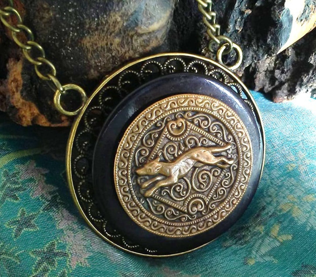 Elegant Greyhound/whippet Stacked Button Pendant Necklace - Antique Dog ...