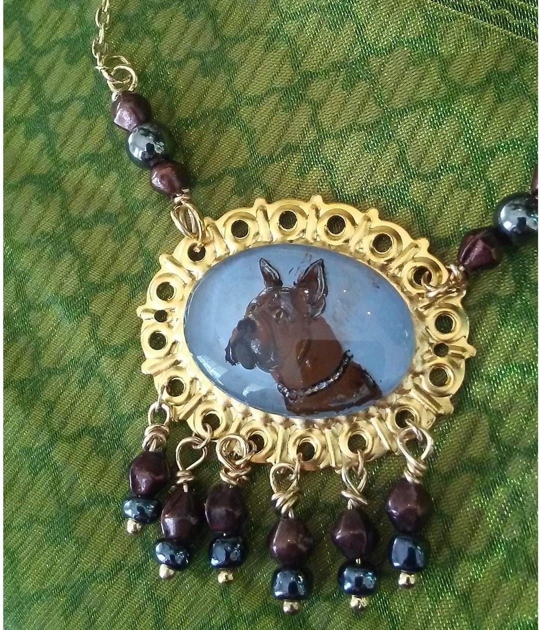 Intaglio Boxer Dog Charm Necklace - Upcycled/repurposed Fashion Jewelry ...