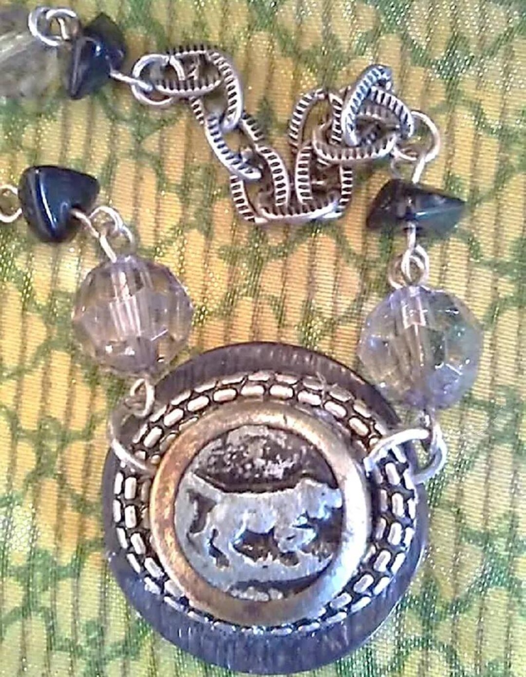 Antique Setter Dog Button Charm Necklace - "his Final Hunt" - Upcycled ...