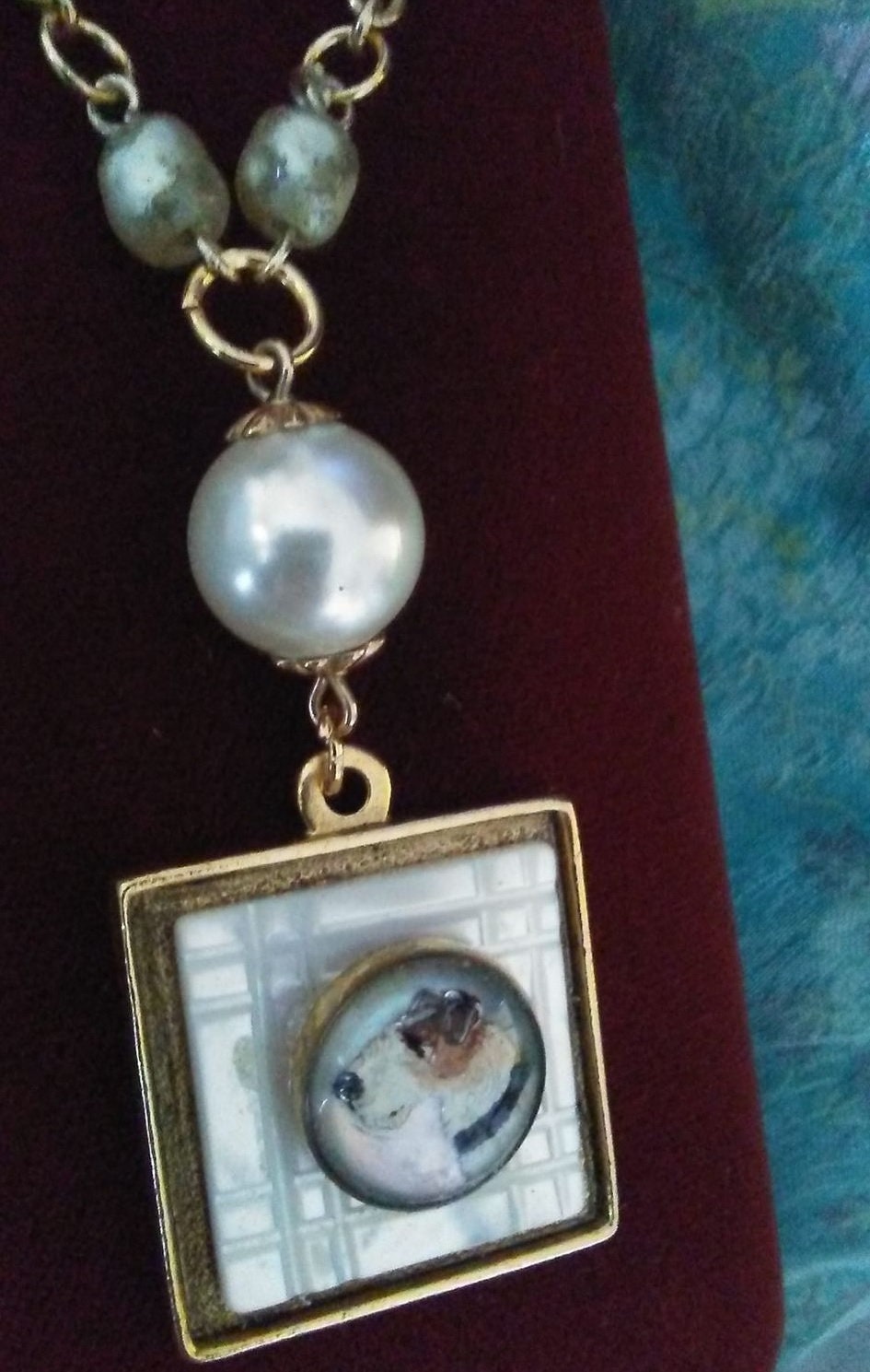 Wire Fox Terrier Vintage Intaglio Charm Necklace Upcycled/repurposed ...