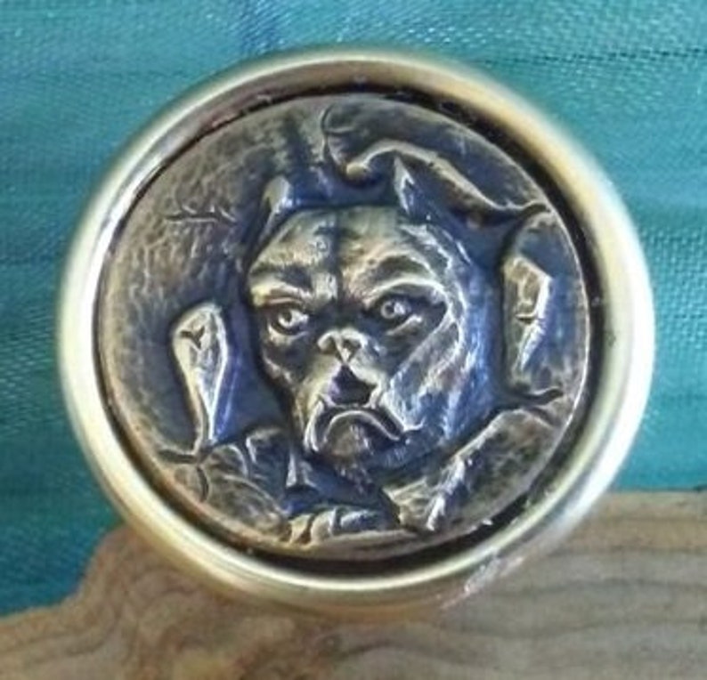 Bulldog "surprise!" Antique Dog Button "statement" Ring - Upcycled ...