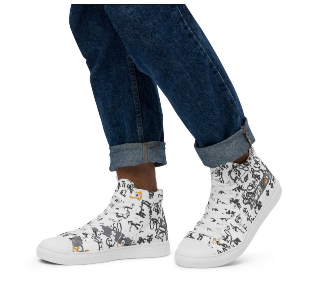 Men’s High Top Canvas Shoes, Ethiopian Geez Script - Etsy