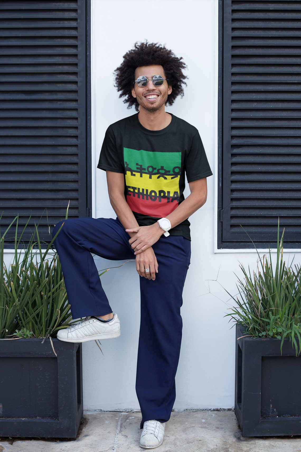 Ethiopian, Ethiopian Flag T-shirt in Green, Yellow, Red . for Kids ...