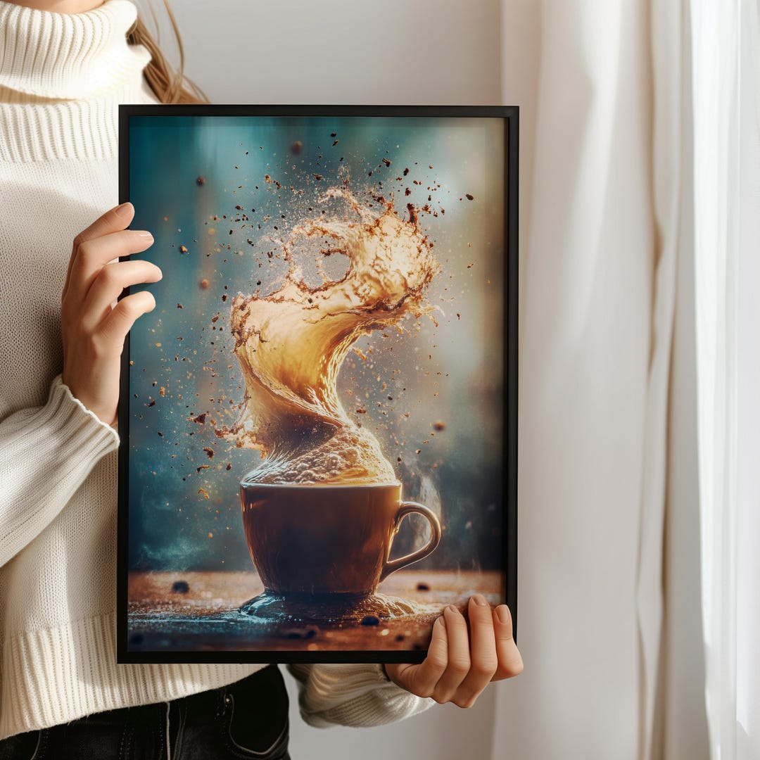 Coffee Splash Art – Instant Digital Download, Whimsical Coffee Artwork ...