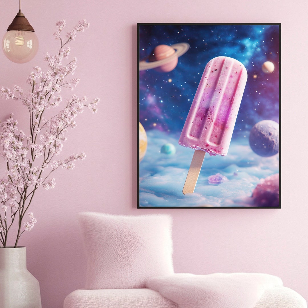 Surreal Pink Popsicle Floating in Space Digital Art File, Instant ...