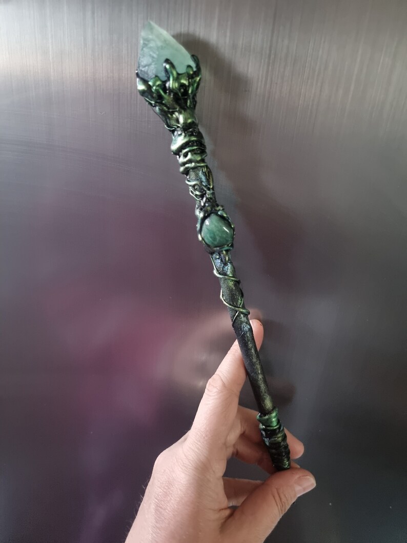 Crystal Wand Green Fae Witchcraft Alter Tools and Accessories, Witch ...