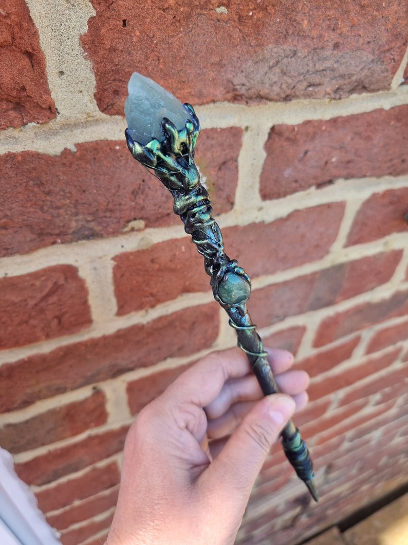 Crystal Wand Green Fae Witchcraft Alter Tools and Accessories, Witch ...