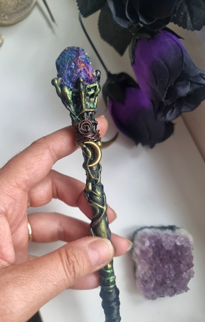 Mini Crystal Wands, Chalcopyrite Peacock Ore, Halloween Small Magic ...