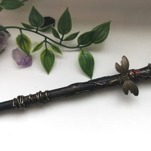Crystal Wand, Quartz Crystal Wooden Wand, Celestial, Alter Wand ...