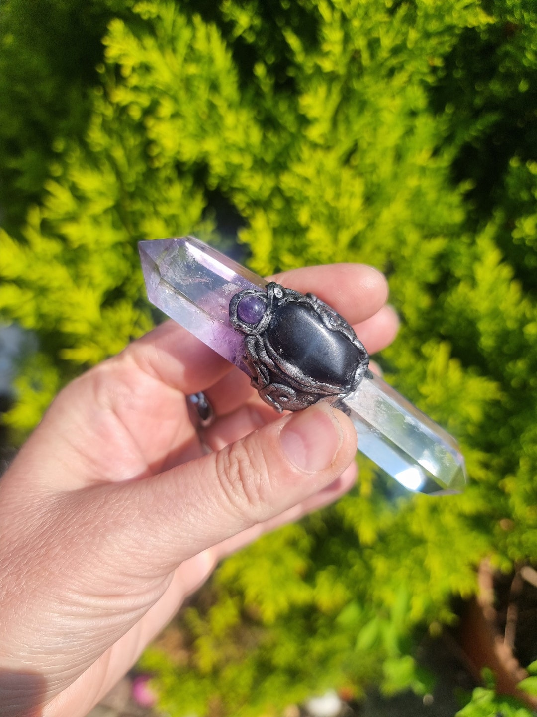 Amethyst Quartz With Obsidian Wand Tools for Your Alter, Energy Wand ...