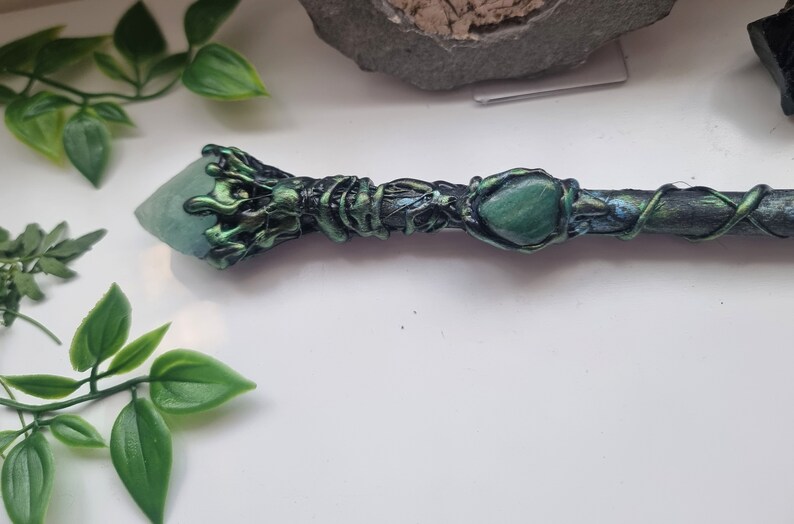 Crystal Wand Green Fae Witchcraft Alter Tools and Accessories, Witch ...