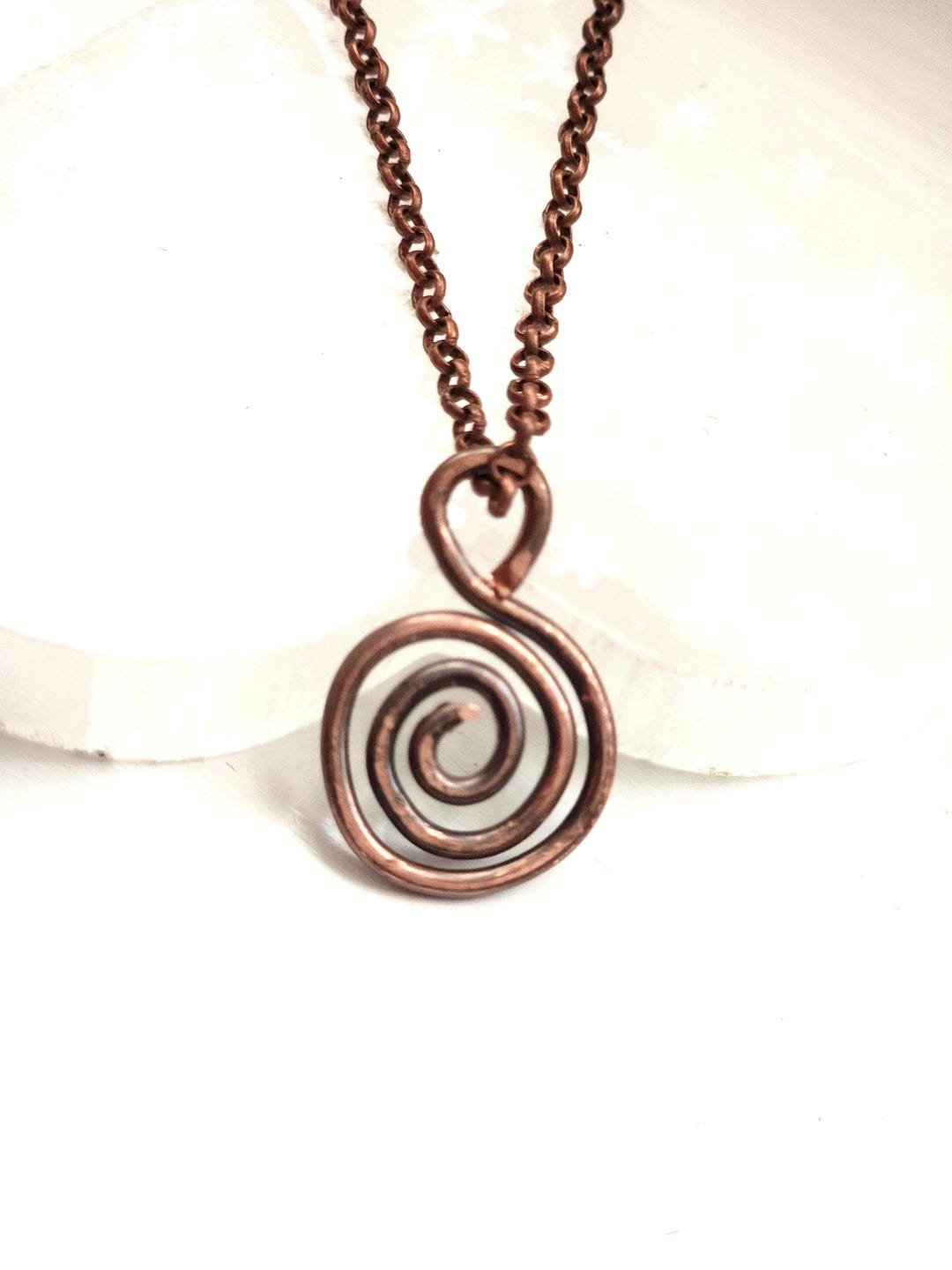 Antique Copper Spiral Pendant With Matching Chain - Etsy