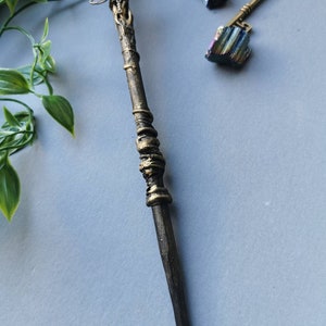 Crystal Wand, Quartz Crystal Wooden Wand, Celestial, Alter Wand ...