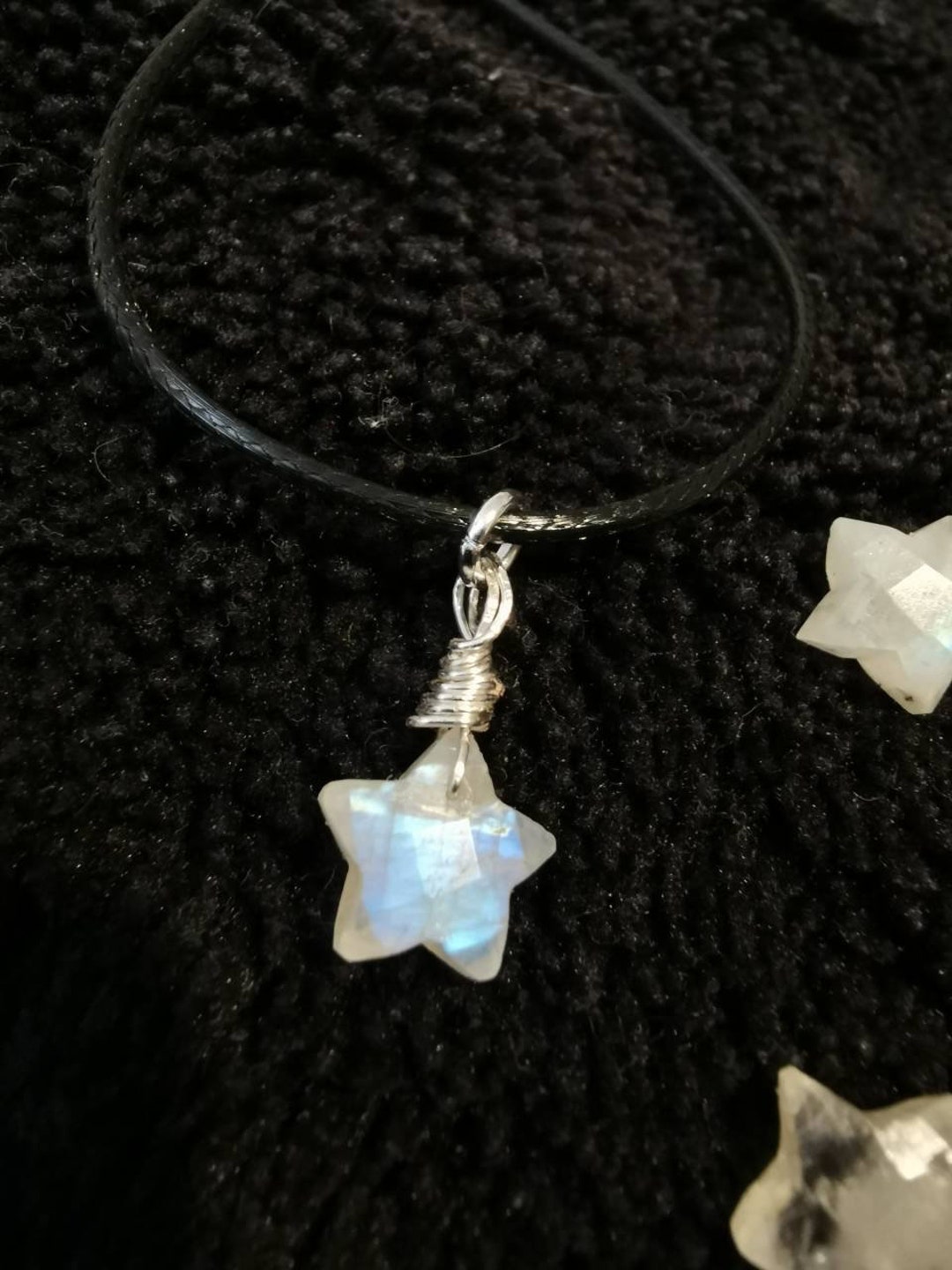 Rainbow Moonstone Dainty Silver Necklace, Small Star Pretty Necklace ...