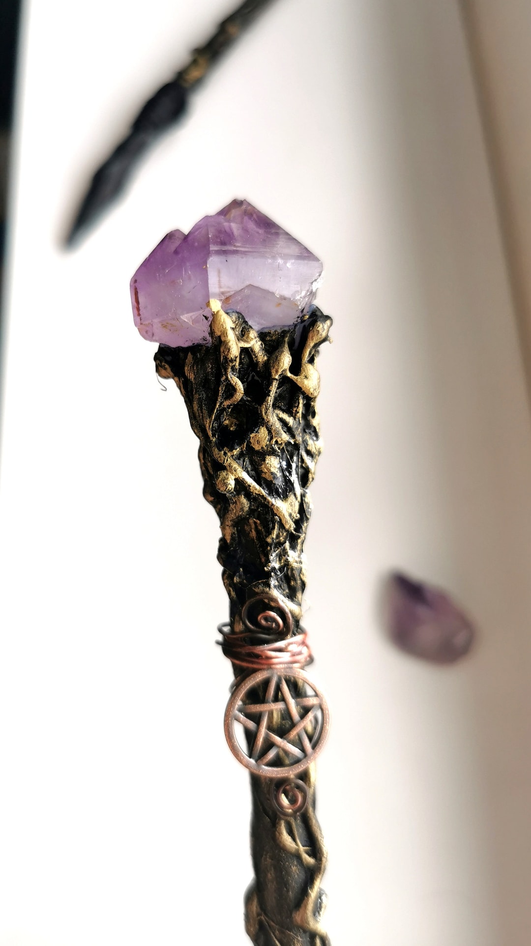 Wooden Wand, Amethyst Handmade Wand, Alter Tool, Mystical Witch Wand - Etsy