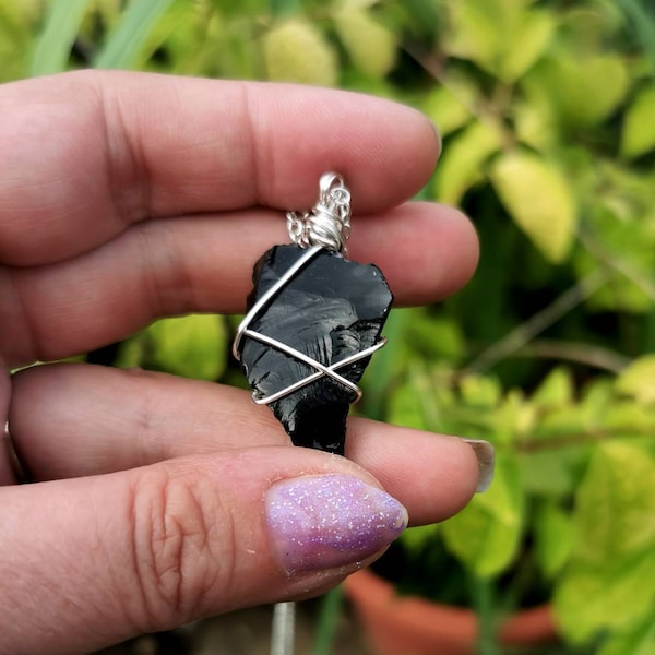 Rough Cut Obsidian Necklace - Etsy