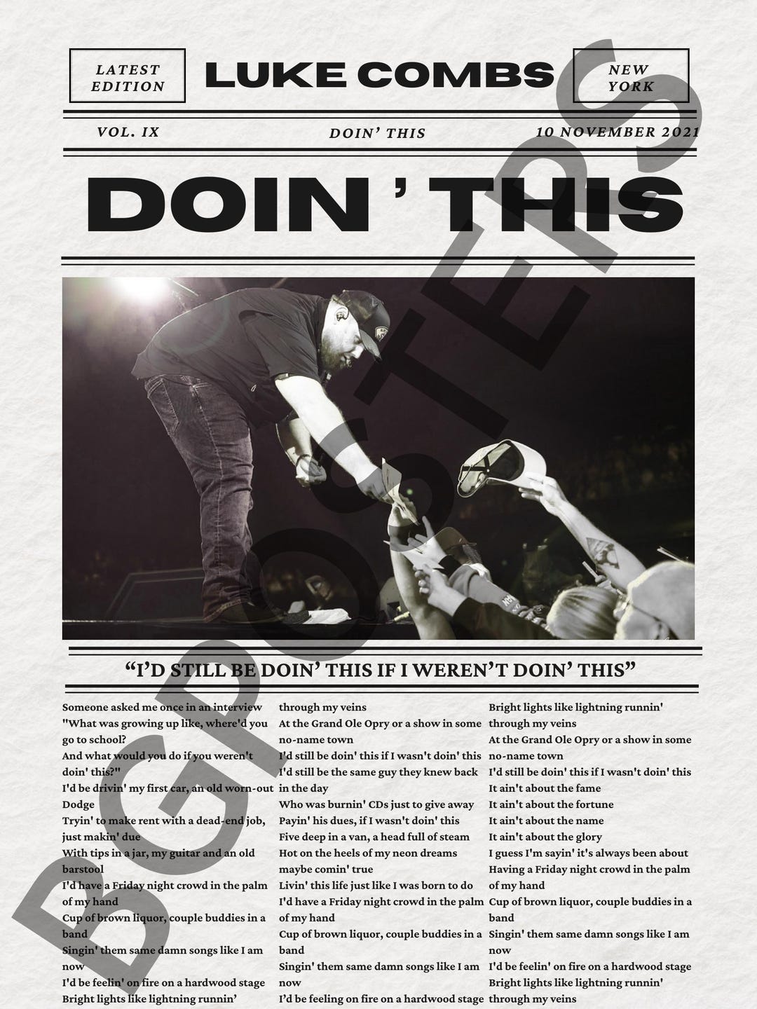 Luke Combs Doin' This Poster - Etsy