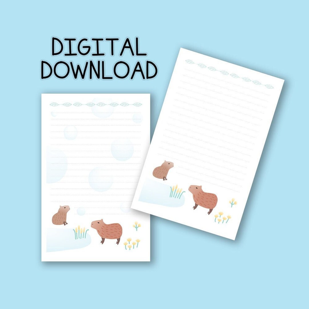 Digital Download Capybara Stationery - Etsy