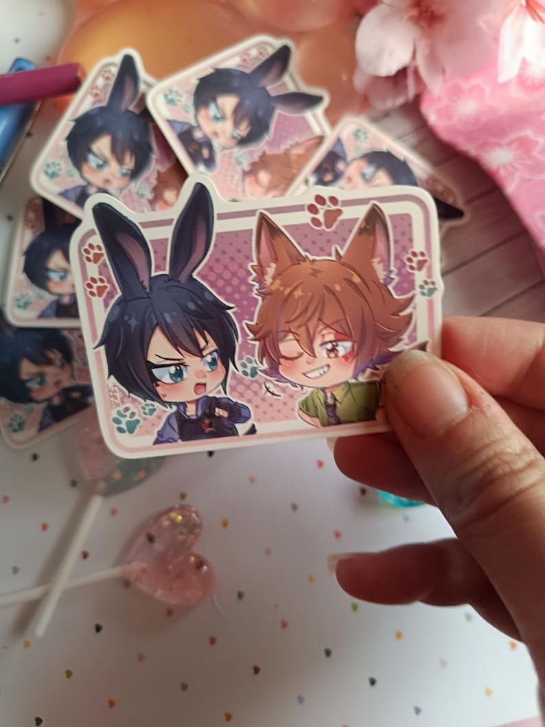 Twisted Wonderland Ace and Deuce Sticker - Fox and Rabbit Chibi Anime ...