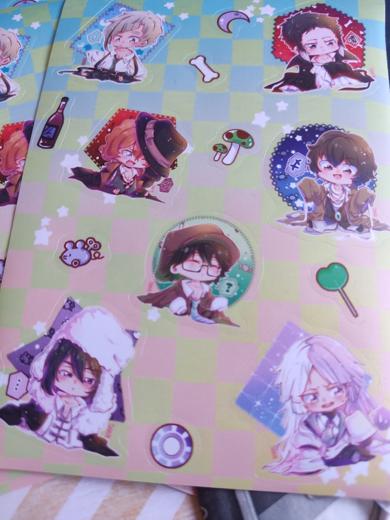 Bungou Stray Dogs Sticker Sheet: BSD Ultra Chibi A6 Vinyl Stickers - Etsy