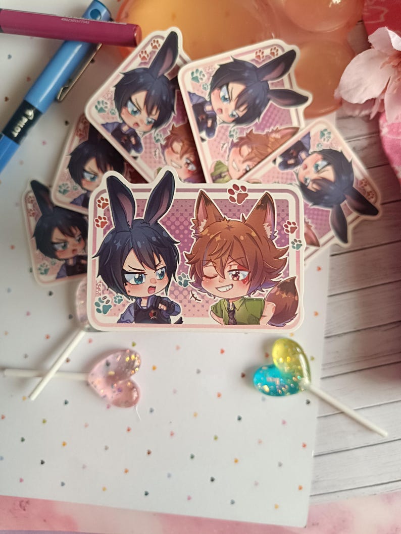 Twisted Wonderland Ace and Deuce Sticker - Fox and Rabbit Chibi Anime ...