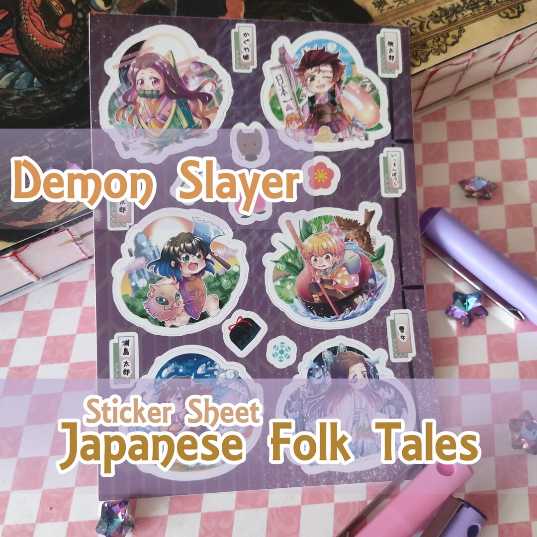 Demon Slayer Sticker Sheets Japanese Folk Tales - Etsy