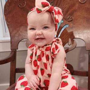Baby Girl, Strawberry Jumpsuit Romper, Ready to Ship, Spring Outfit ...