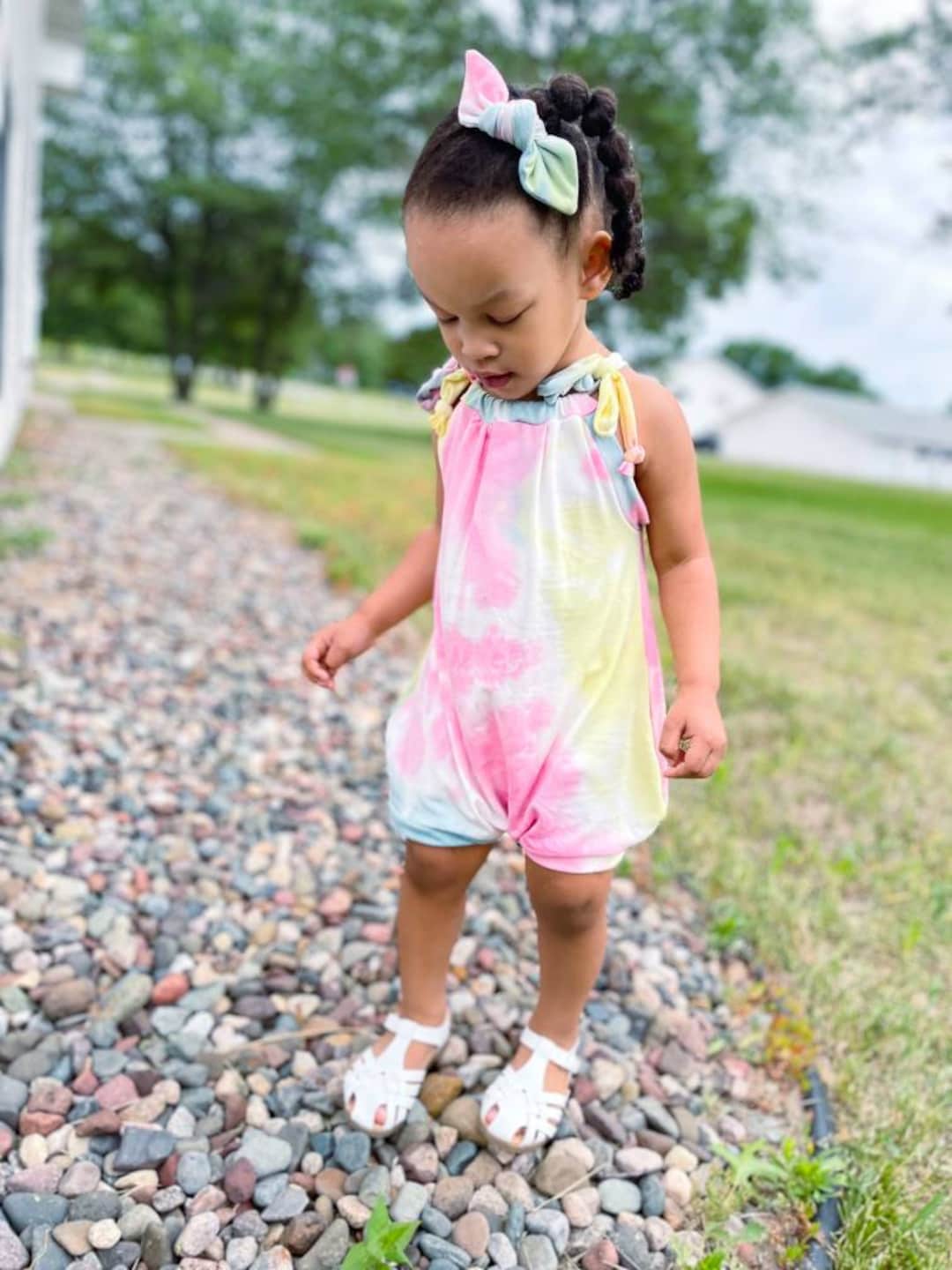 Pastel Tiedye Sunsuit Romper, Summer Girls Outfit, Adjustable ...