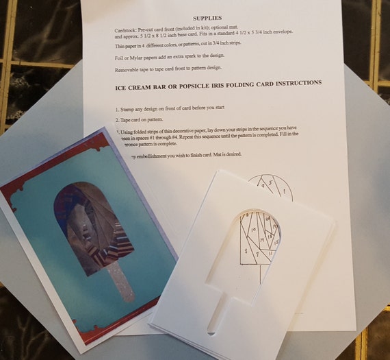 Ice Cream Bar Iris Folding Kit Pattern and 6 Card Fronts | Etsy