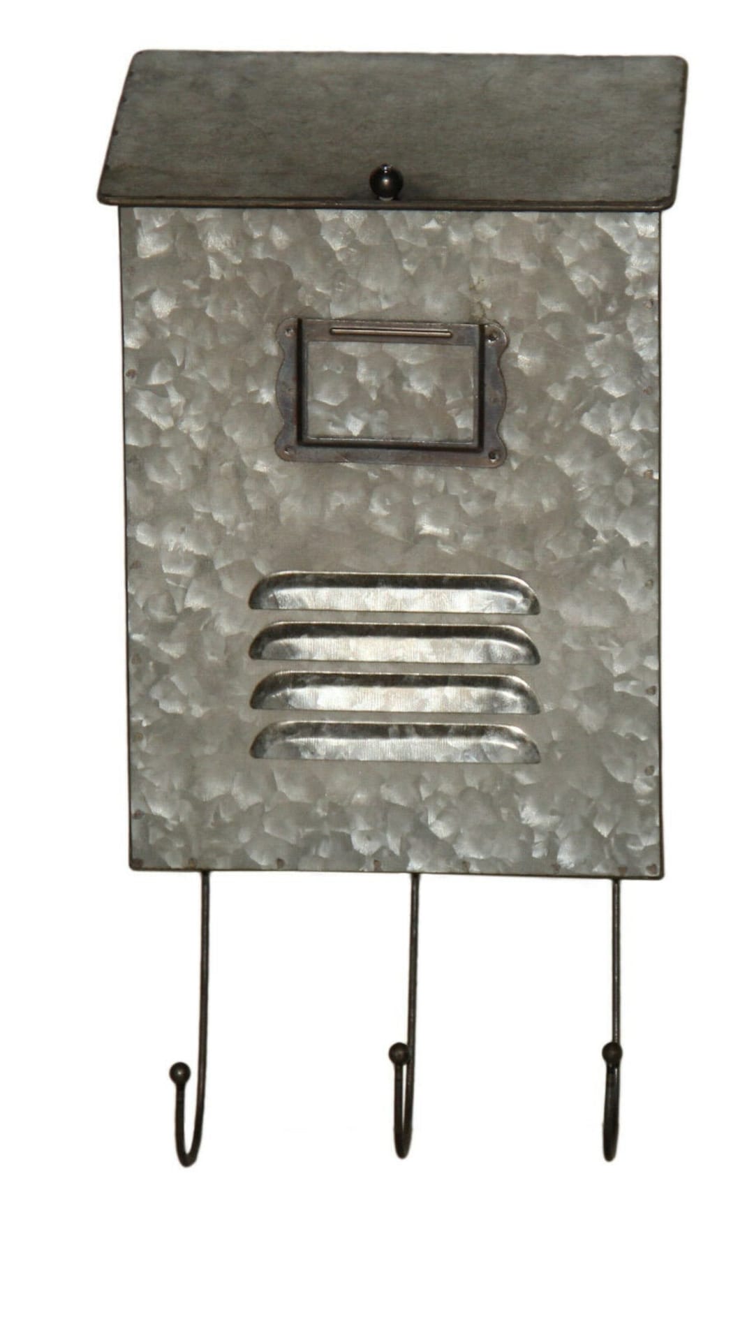 Galvanized Metal Mailbox Post Container W/ Hooks Locker Style - Etsy