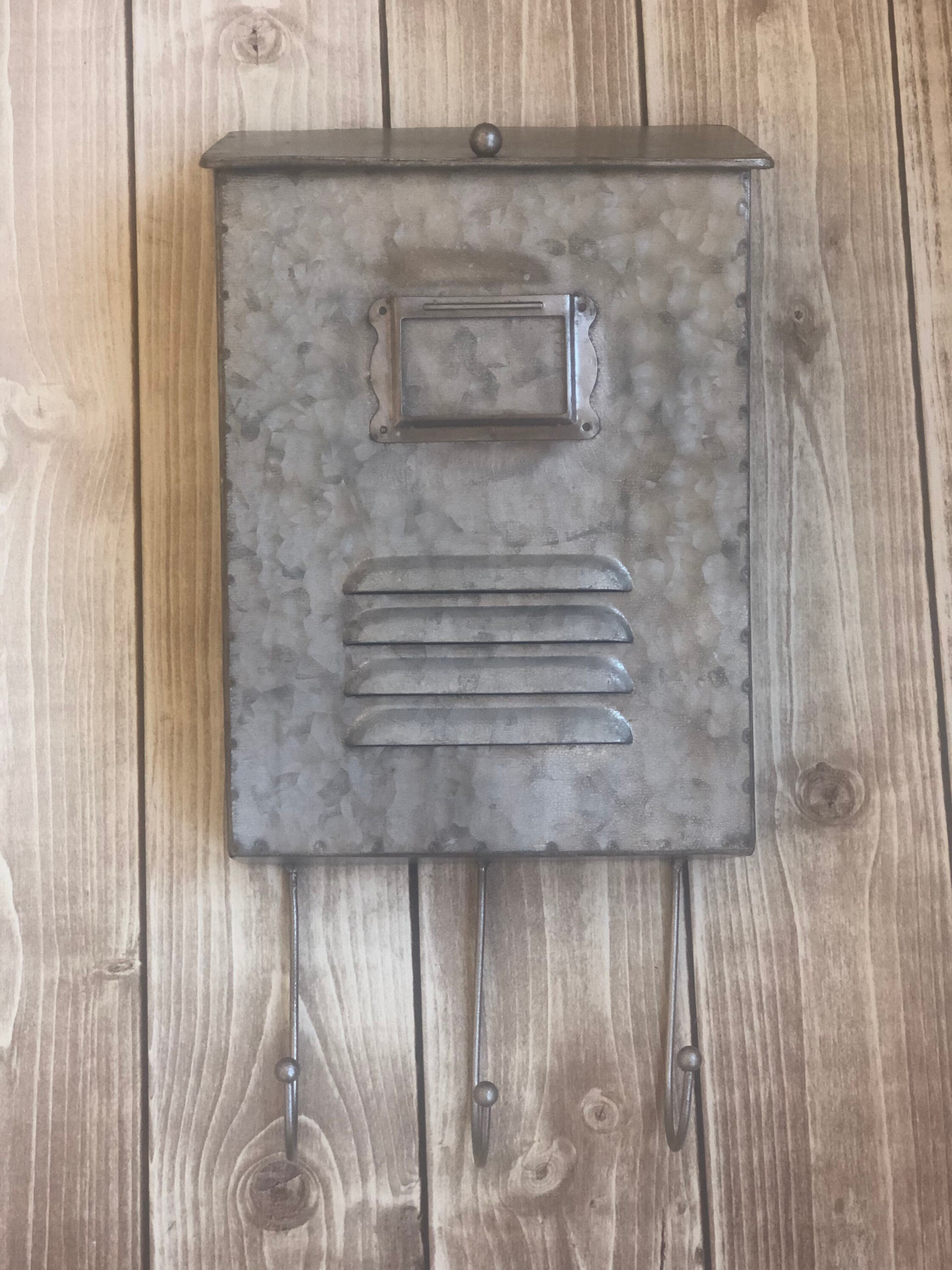 Galvanized Metal Mailbox Post Container W/ Hooks Locker Style - Etsy