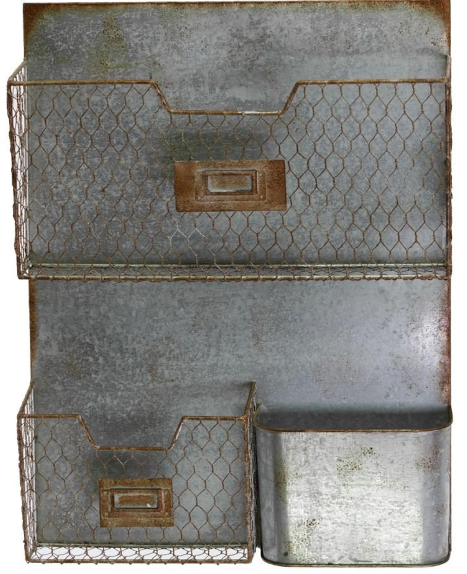 Galvanized Zinc Industrial Metal Wall File Pocket Organizer - Etsy