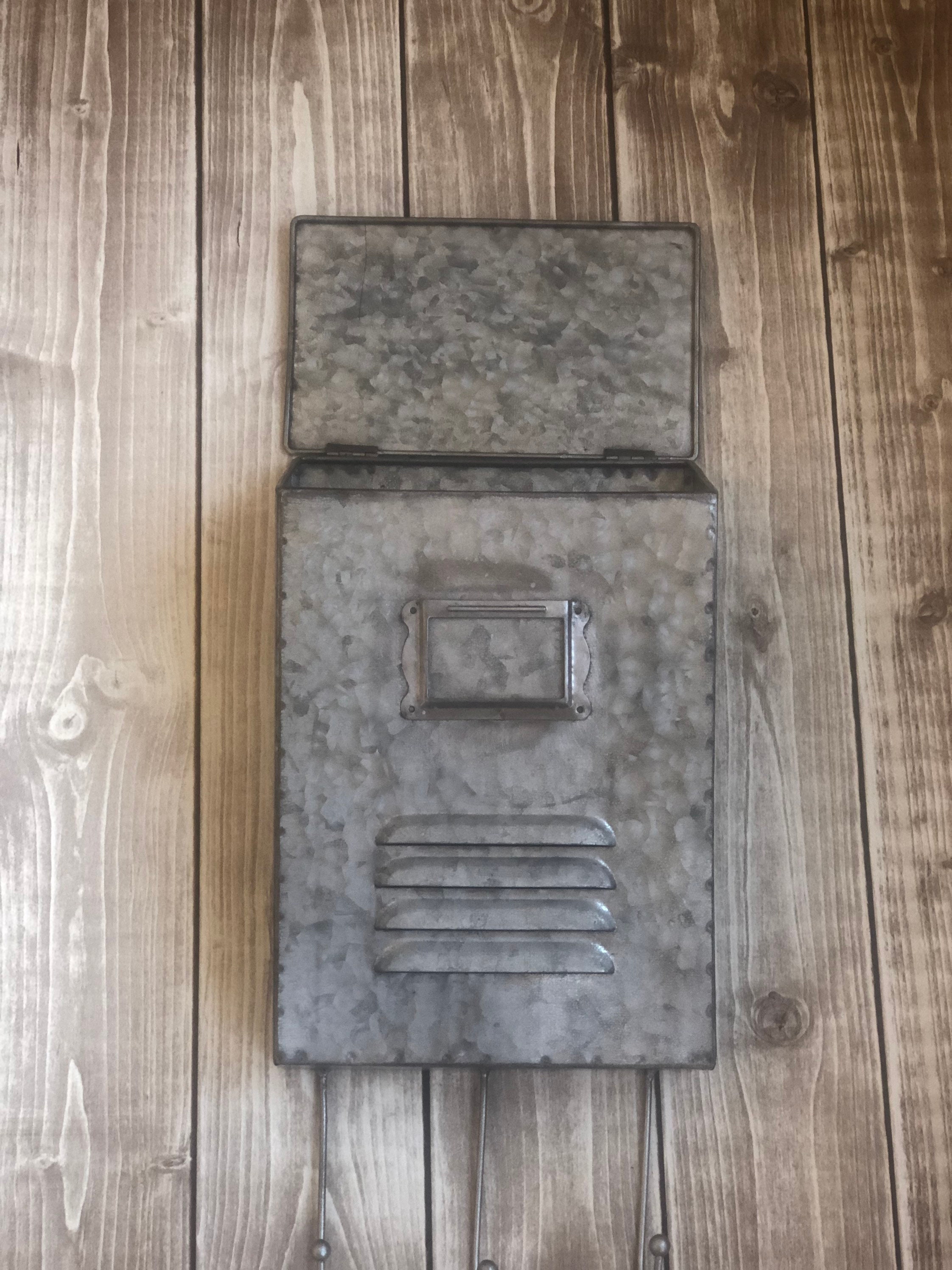 Galvanized Metal Mailbox Post Container W/ Hooks Locker Style - Etsy