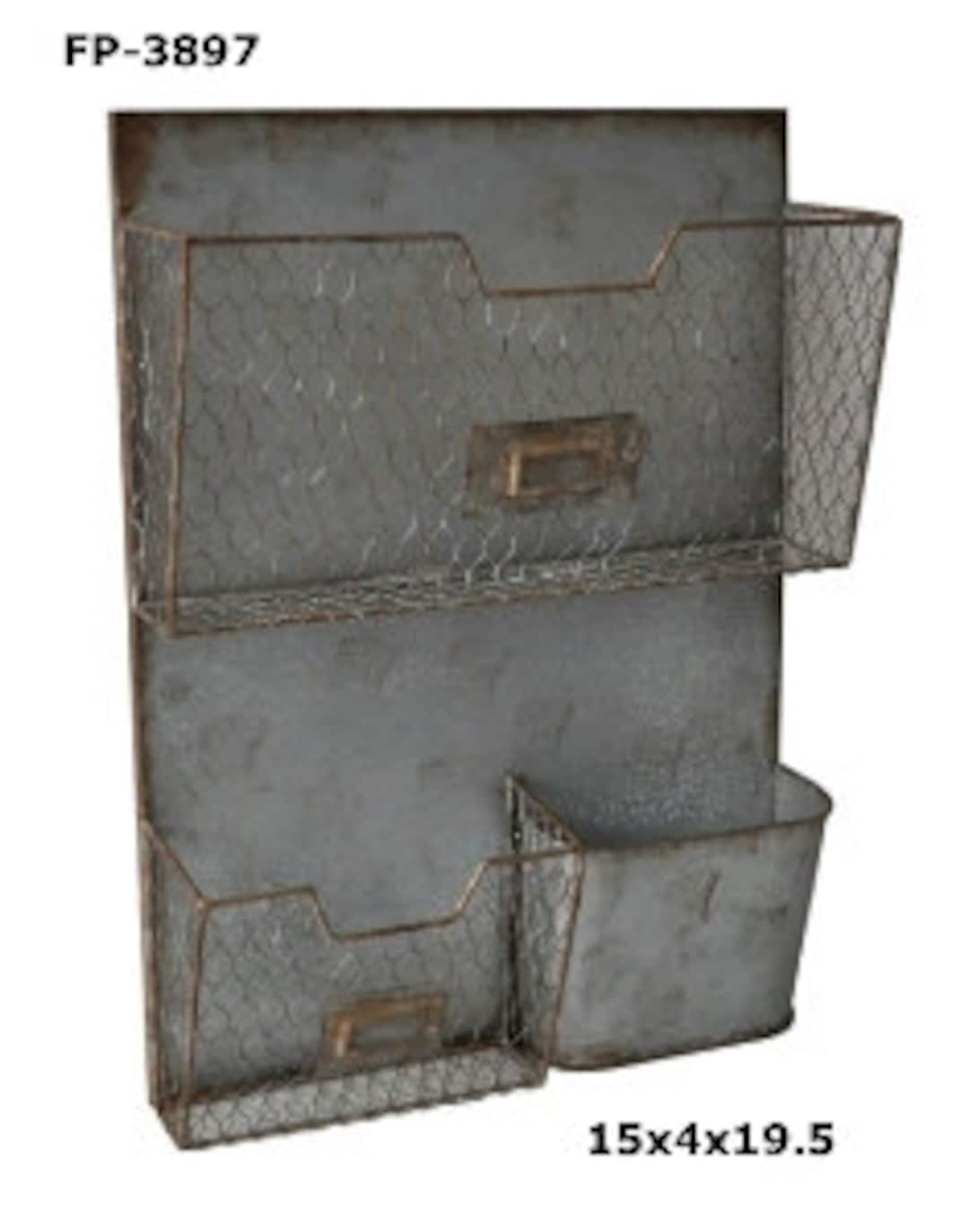 Galvanized Zinc Industrial Metal Wall File Pocket Organizer - Etsy