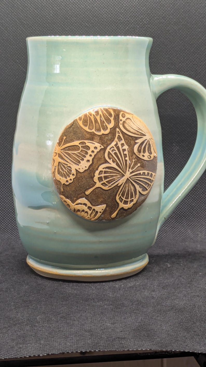 Handmade Pottery Coffee Mug With Butterflies - Etsy