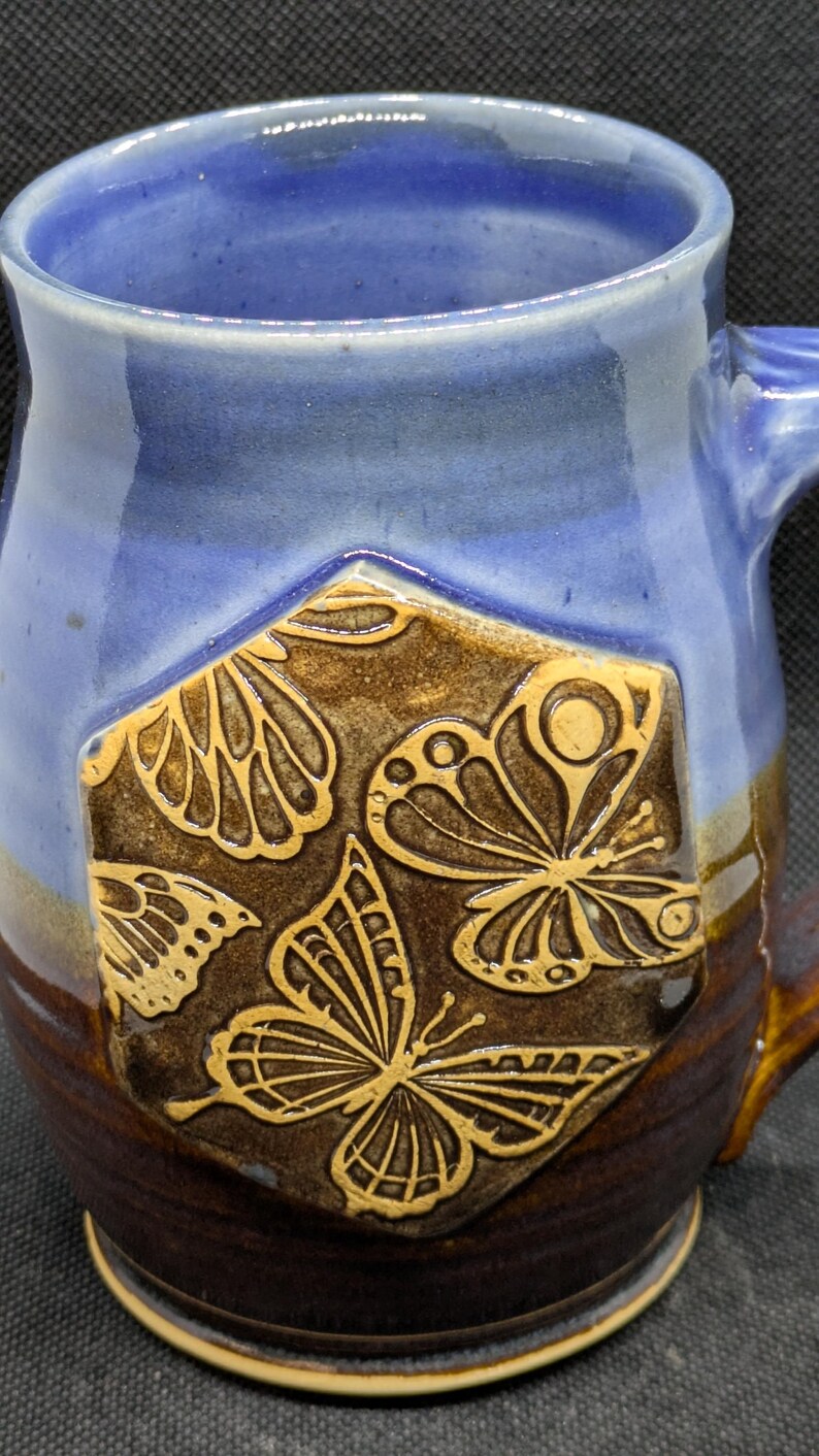 Handmade Pottery Coffee Mug With Butterflies - Etsy
