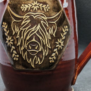 Handmade Pottery Coffee Mug With Himalayan Long Hair Cow Purple Ready ...