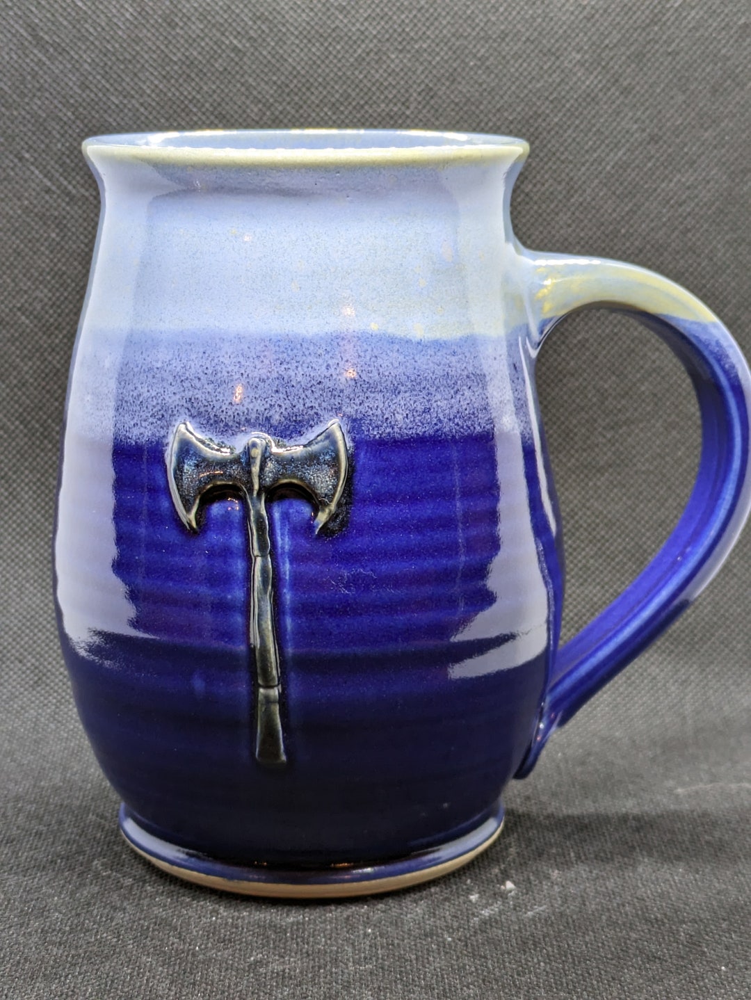 Handmade Pottery Coffee Mug With Axe - Black and Brown Glaze (16+ Oz ...