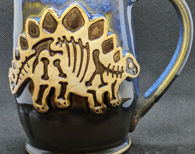 Handmade Stoneware, Pottery Coffee Mug With Dinosaur Fossil Approx 16oz ...