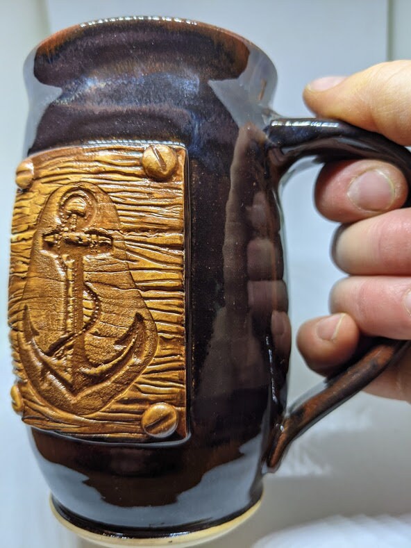 Anchor coffee mug pottery ceramic coffee mug approximately 16 | Etsy