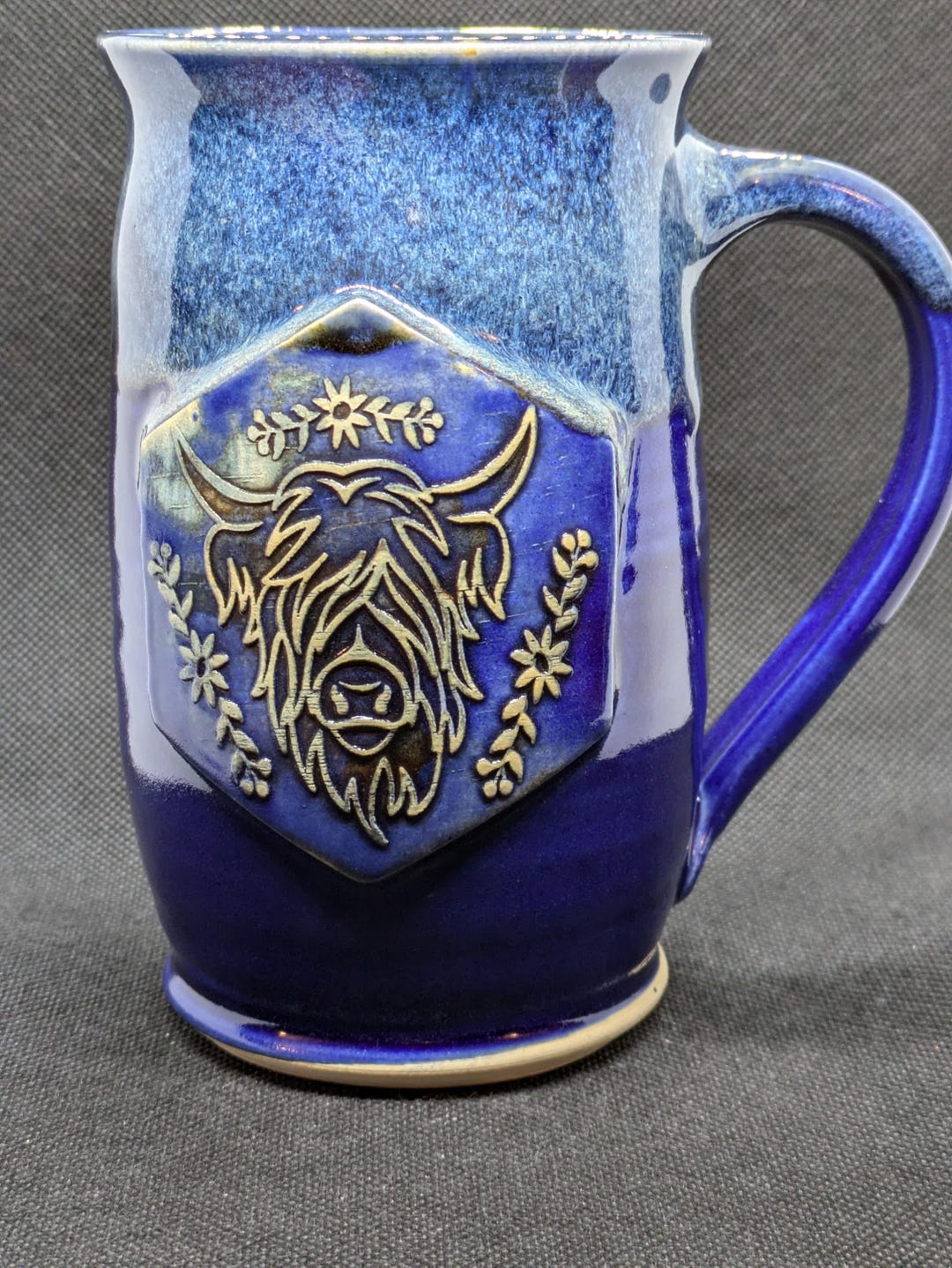 Handmade Pottery Coffee Mug With Himalayan Long Hair Cow Purple Ready ...