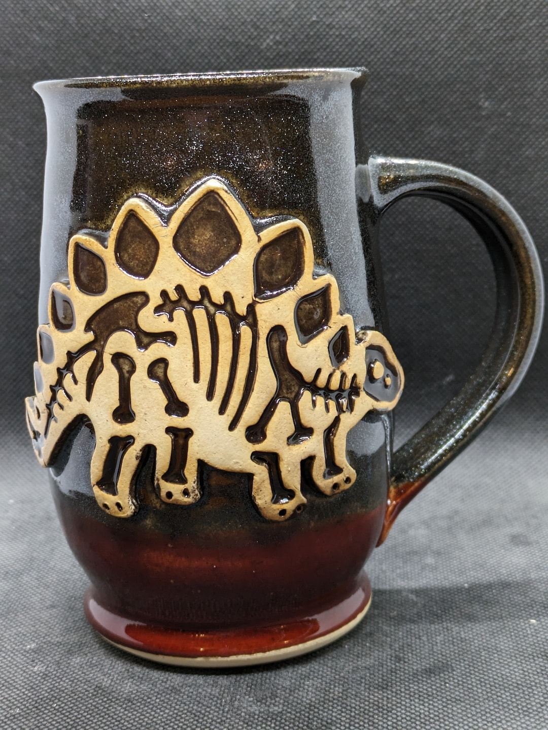 Pottery Coffee Mug With Dinosaur, Stegosaurus Fossil Approx 16 +oz - Etsy